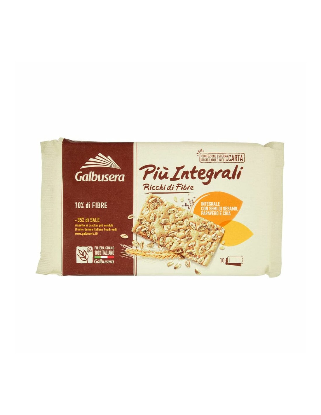 Galbusera Piu Integrali Crackers Rich in Fiber - 380 gr - Free shipping ...